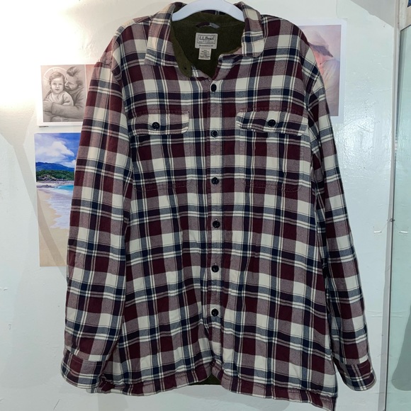 L.L. Bean | Shirts | Ll Bean Fleece Lined Flannel Shirt Mens Jacket Plaid Traditional Fit Large ...